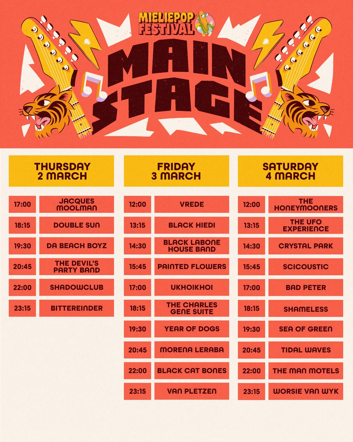 Line-up - Mieliepop Music Festival